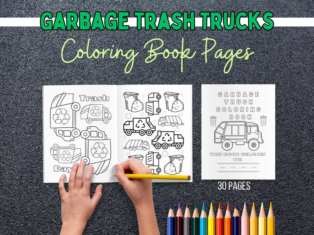 Garbage Trash Truck Coloring Book Pages | Kids Toddlers Activity Sheets ...