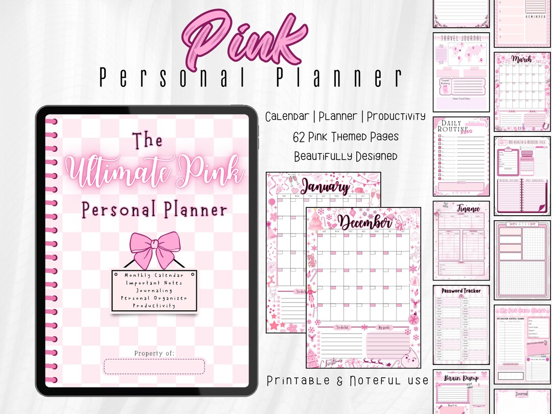 Ultimate Pink Planner Monthly Weekly Calendar Productivity Girly ...