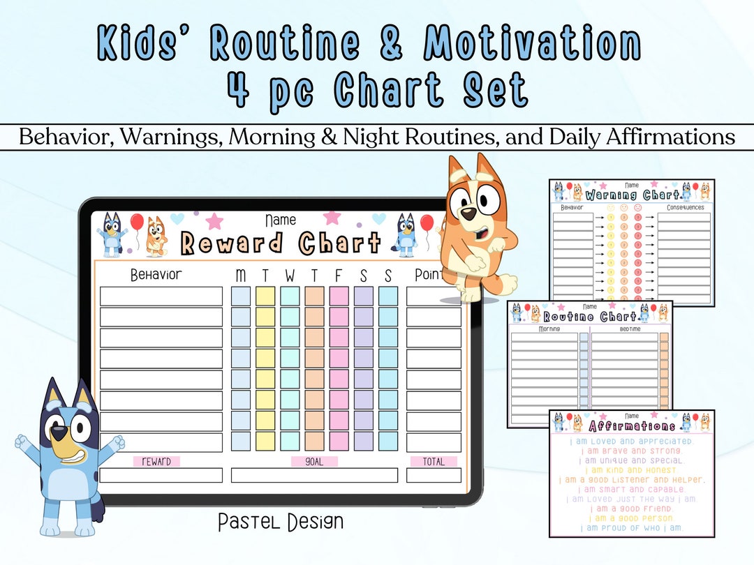 Bluey Bingo Charts | Kids PDF Editable Routine & Motivation Charts | 4 ...