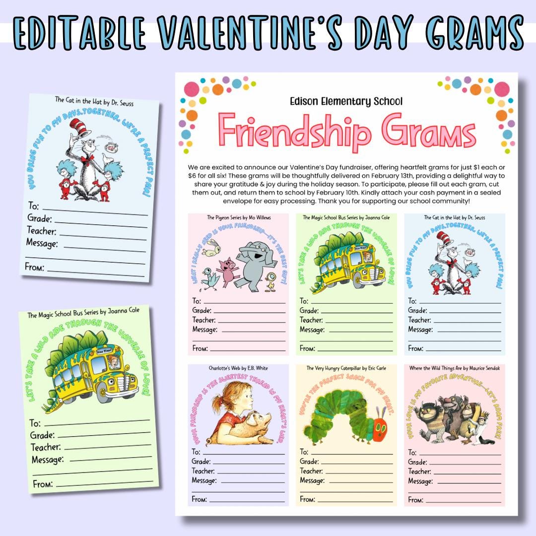Valentine’s Day Pink Grams School Fundraiser | Cute Funny Phrases ...