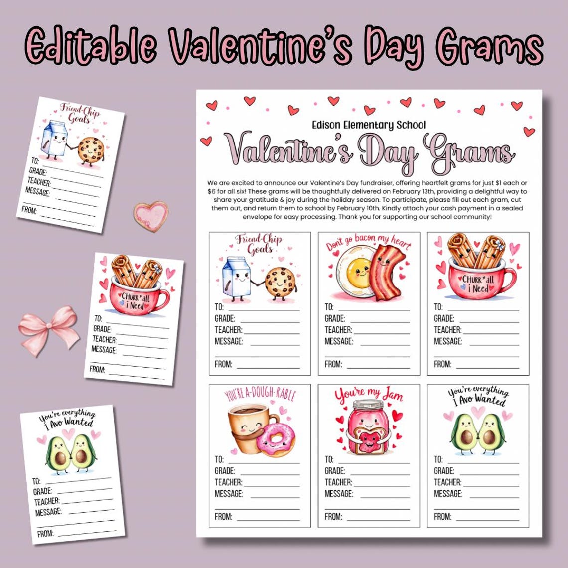 Valentine’s Day Pink Grams School Fundraiser | Cute Funny Phrases ...