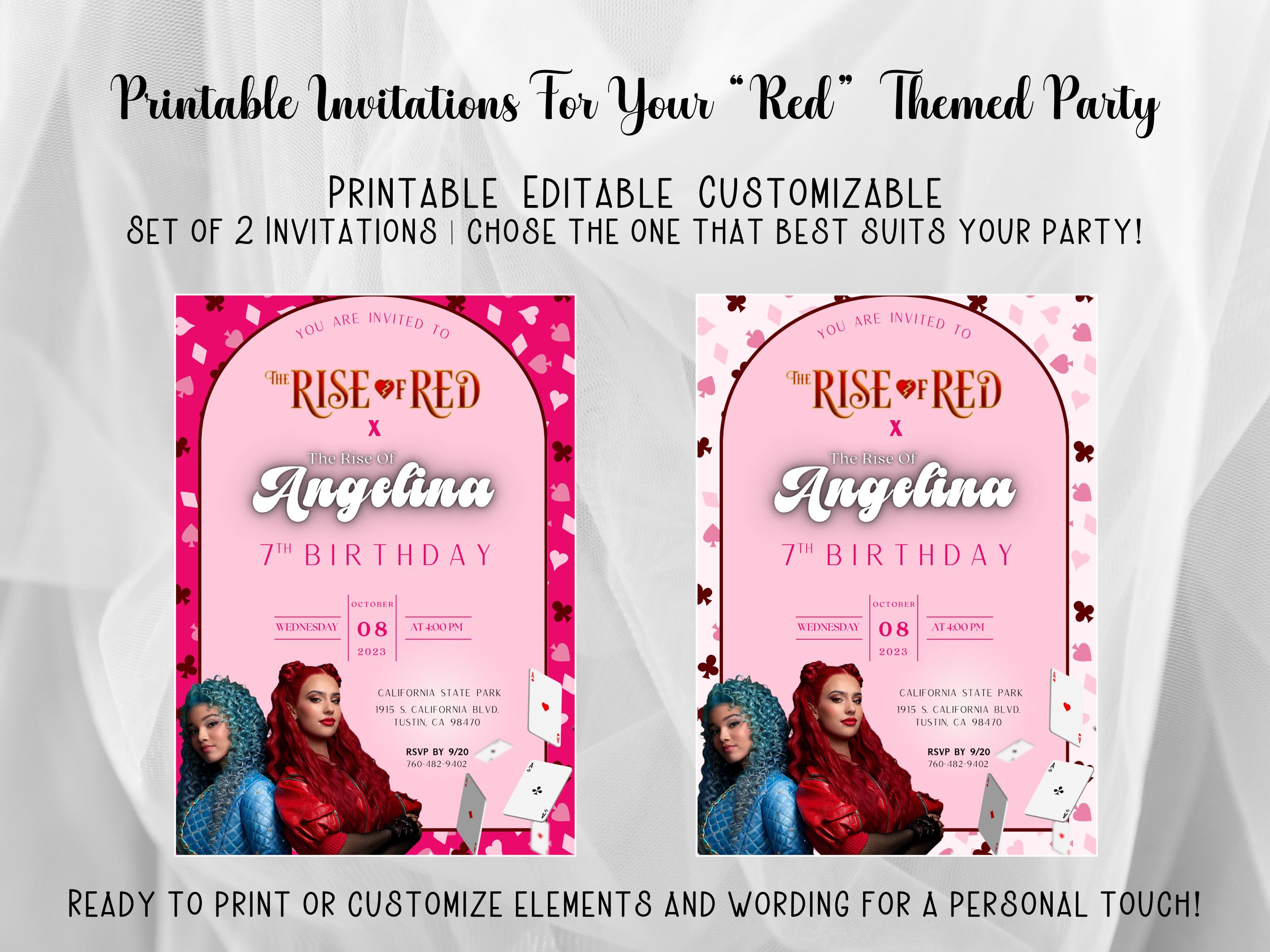The Descendants the Rise of Red Birthday Party Printable Customizable ...