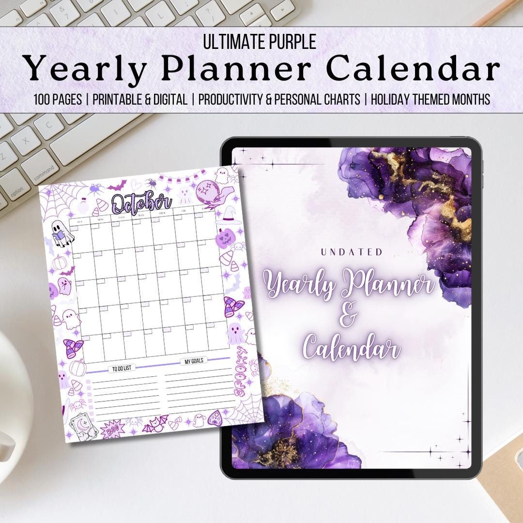Ultimate Purple Planner | Monthly Weekly Calendar | Productivity Girly ...