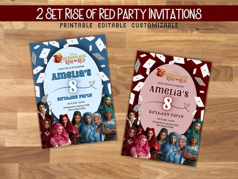 The Descendants the Rise of Red Birthday Party Printable Customizable ...