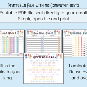 Bluey Bingo Charts | Kids PDF Editable Routine & Motivation Charts | 4 ...