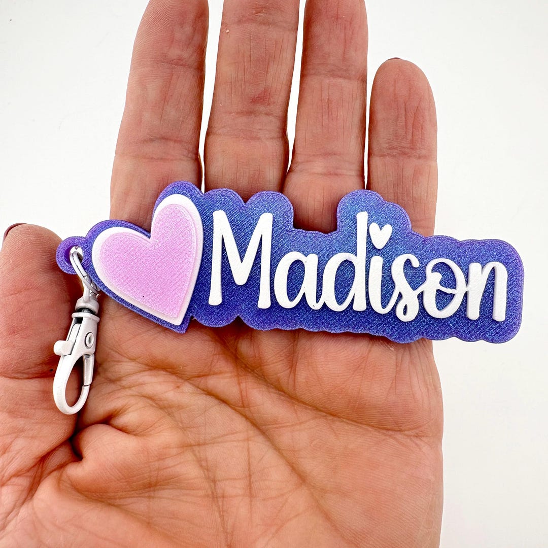 Personalized Heart Name Tag Keychain | Youth Sports Team Equipment Bag ...