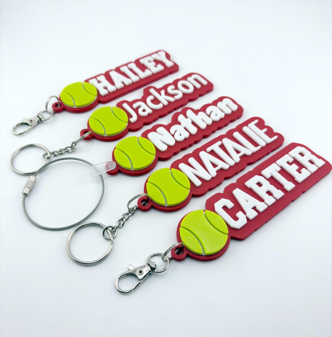 Personalized Tennis Name Tag Keychain | Youth Sports Team Equipment Bag ...