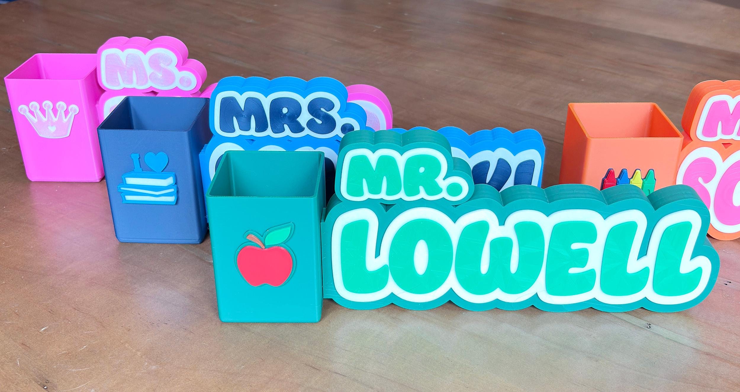 Personalized Desk Name Plate Pencil Holder | 3d Printed Office Desk ...