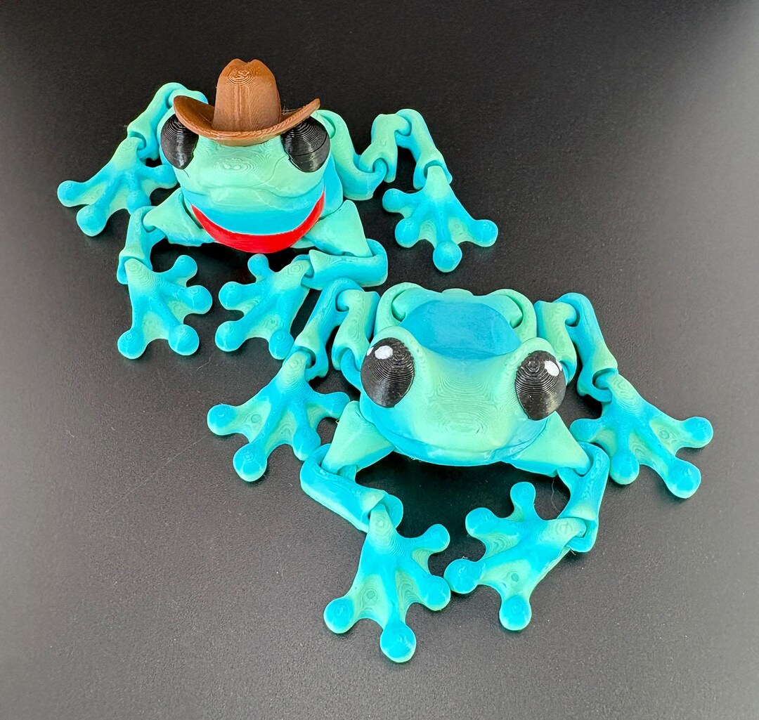 Cowboy Articulated Frog – 3D Printed Fidget Flexi Sensory Toy Desk ...