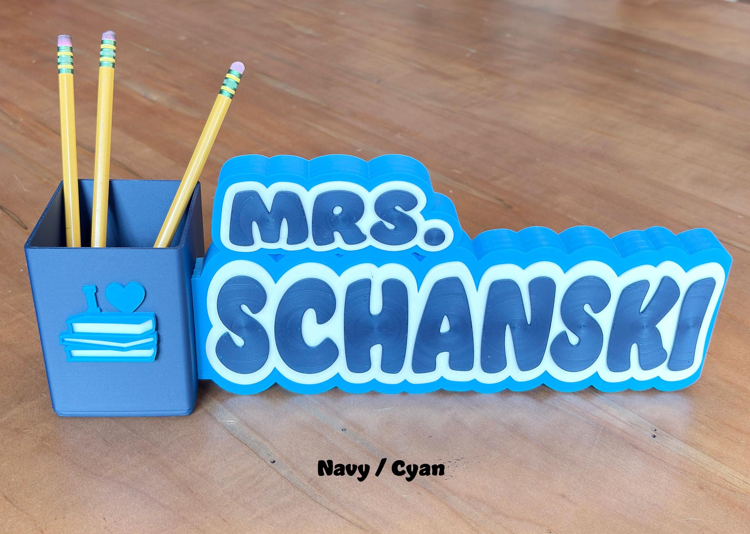 Personalized Desk Name Plate Pencil Holder | 3d Printed Office Desk ...
