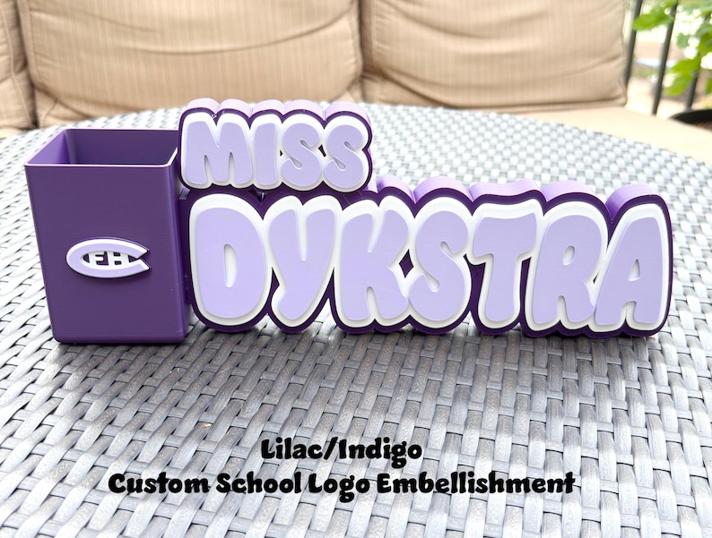 Personalized Desk Name Plate Pencil Holder | 3d Printed Office Desk ...