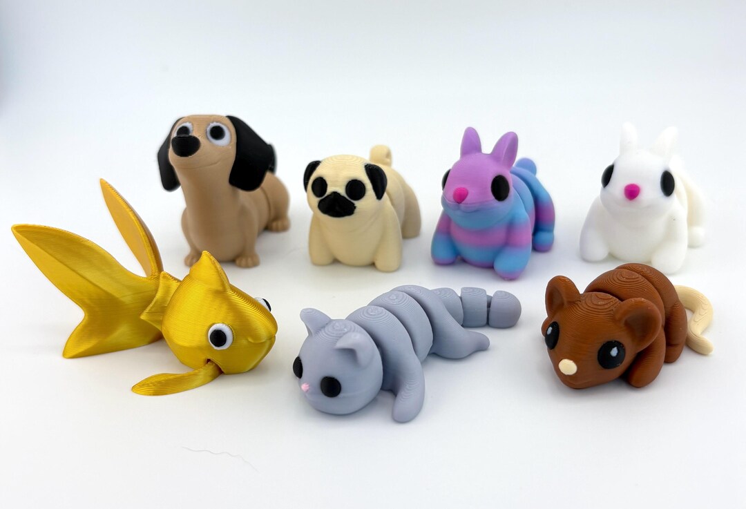 Baby Domestic Animals 3D Printed Fidget Toys | Articulated Flexis - Cat ...