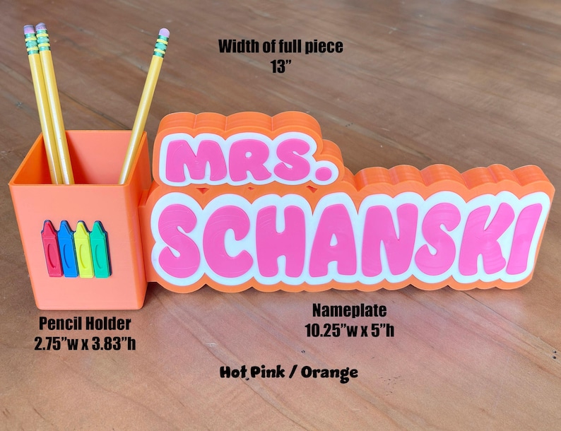 Personalized Desk Name Plate Pencil Holder | 3d Printed Office Desk ...