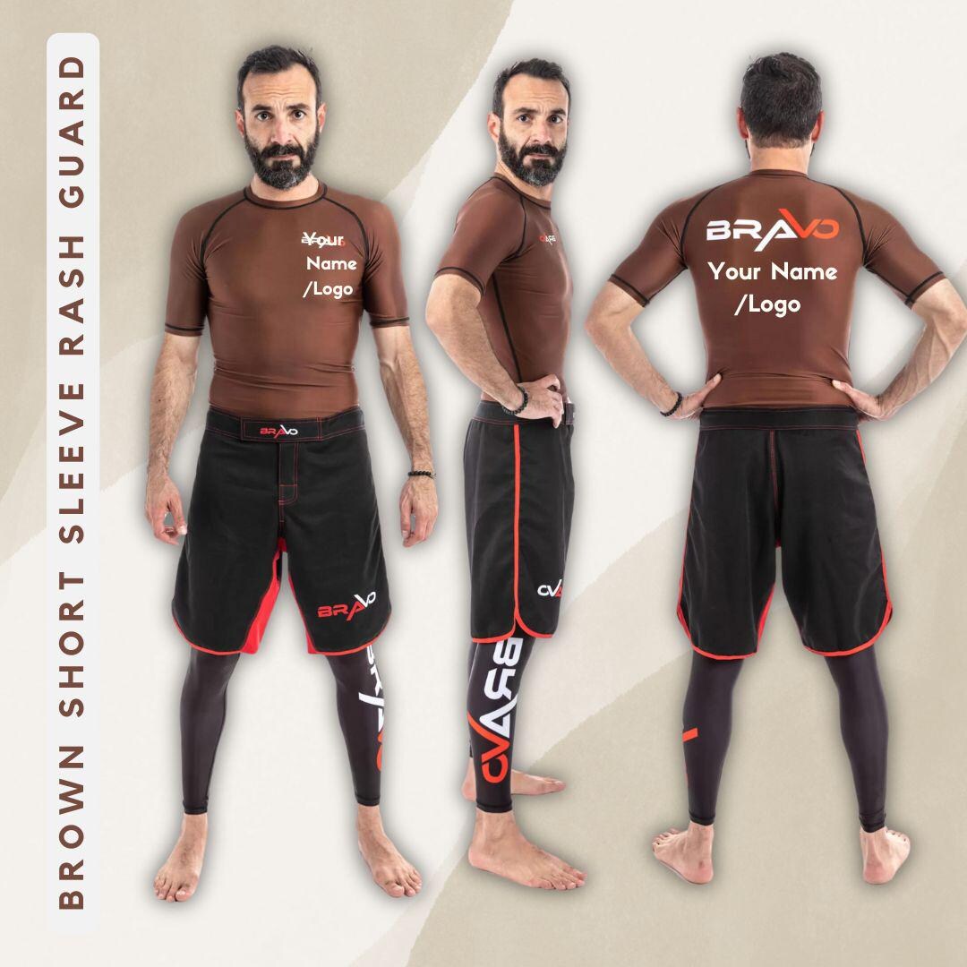 Custom Made Brown BJJ Rash Guard for Brazilian Jiu-jitsu Bravo BJJ - Etsy