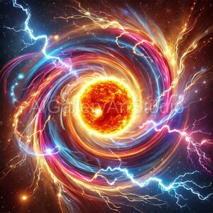 Set of 5 Images Vibrant Cosmic Art Collection: Fiery Star With Dynamic ...