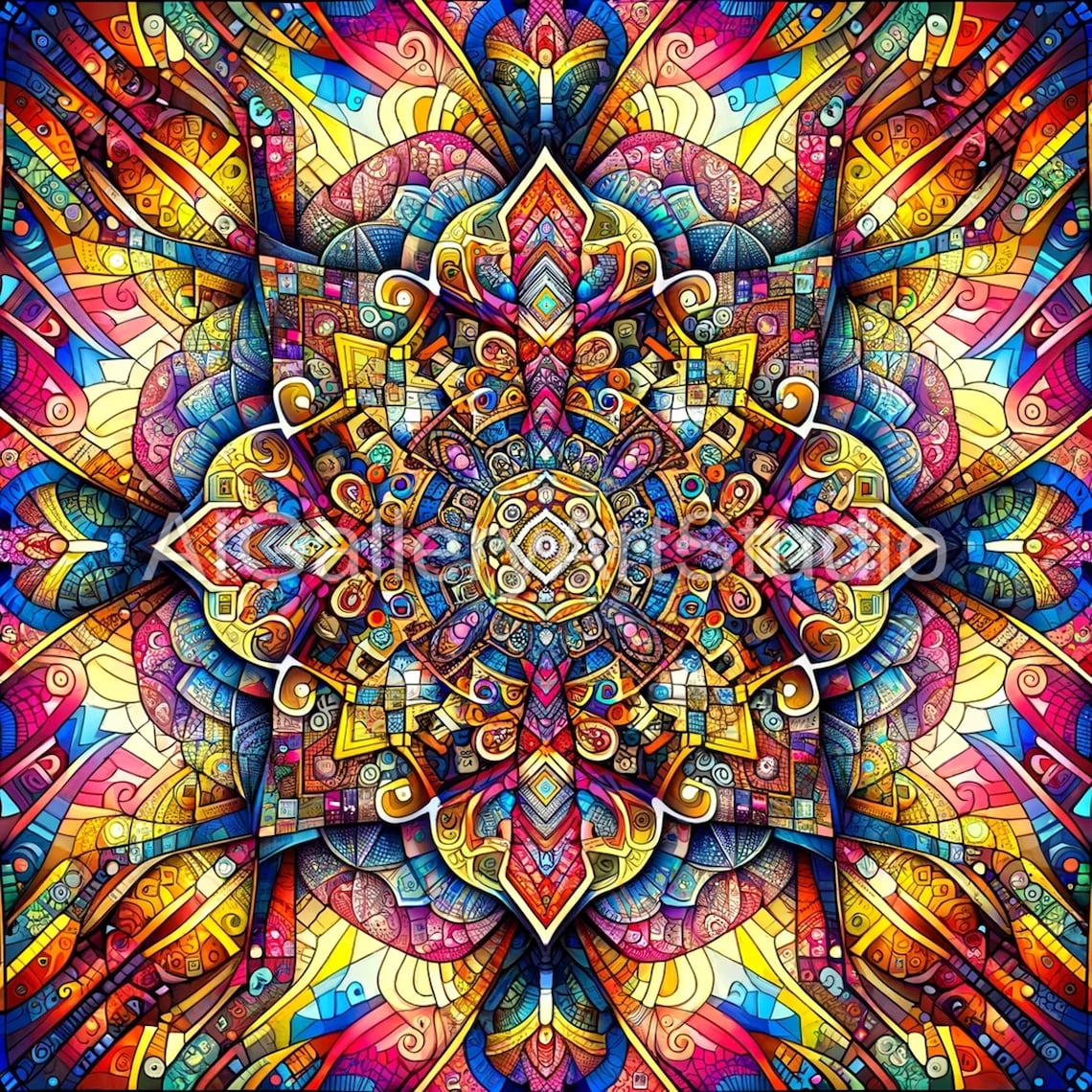 Psychedelic Mandala Design Colorful Digital Download Kaleidoscopic Wall ...