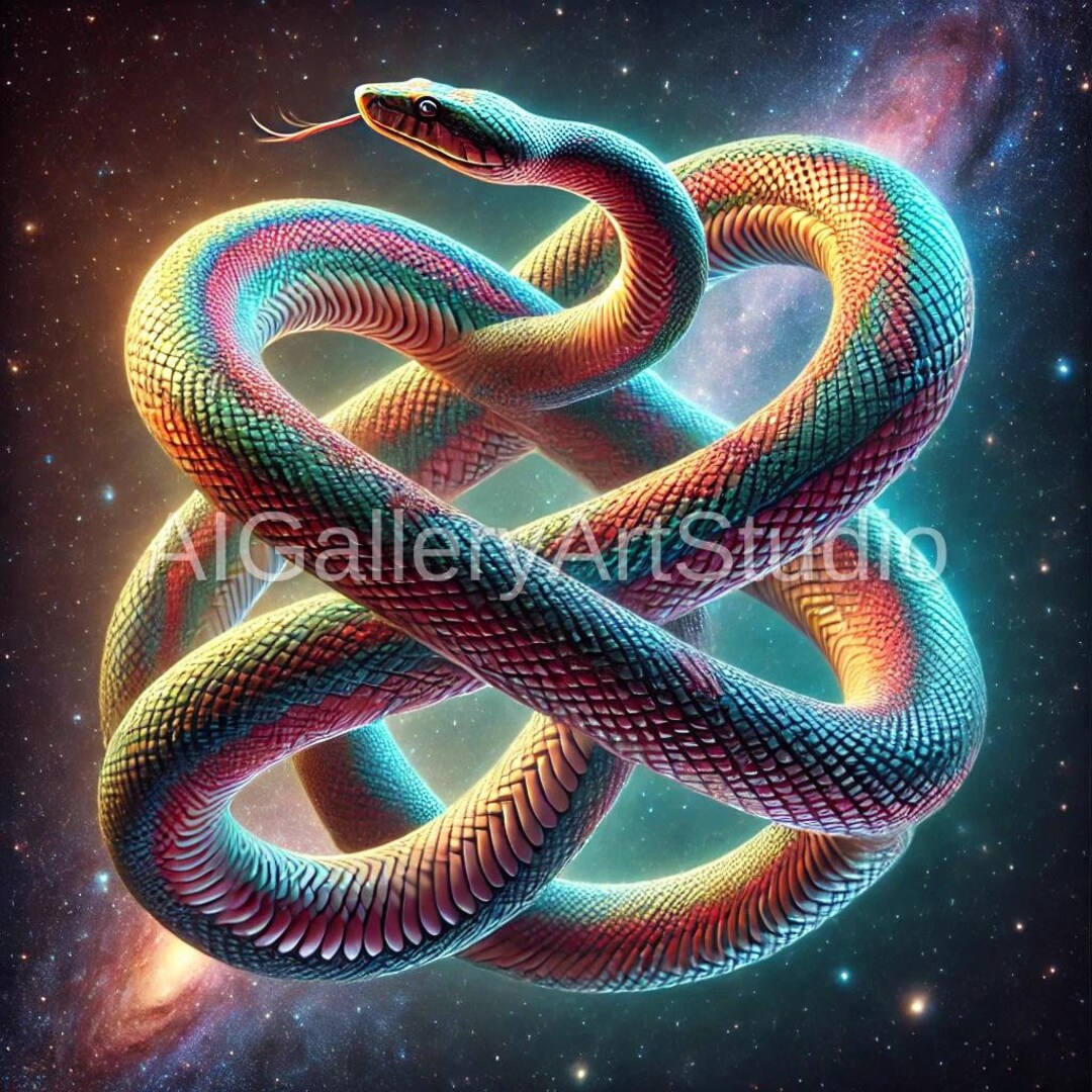 Vibrant Cosmic Snake Art Digital Serpent Fractal Wall Decor - Etsy