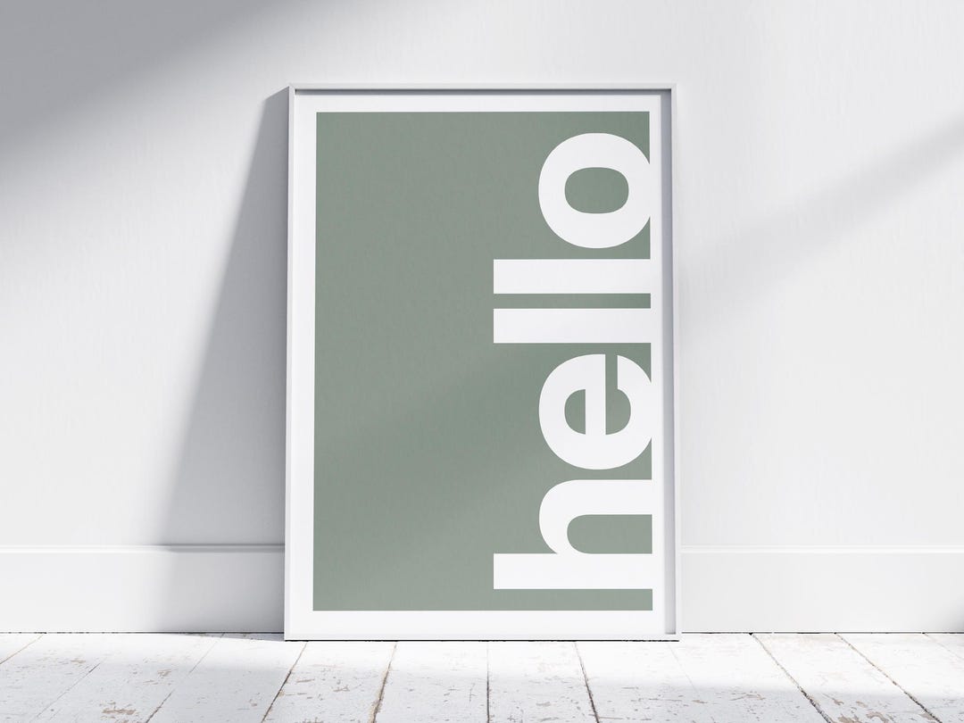 Hello Poster, Typography Digital Print, Trendy Wall Art, Retro Poster ...