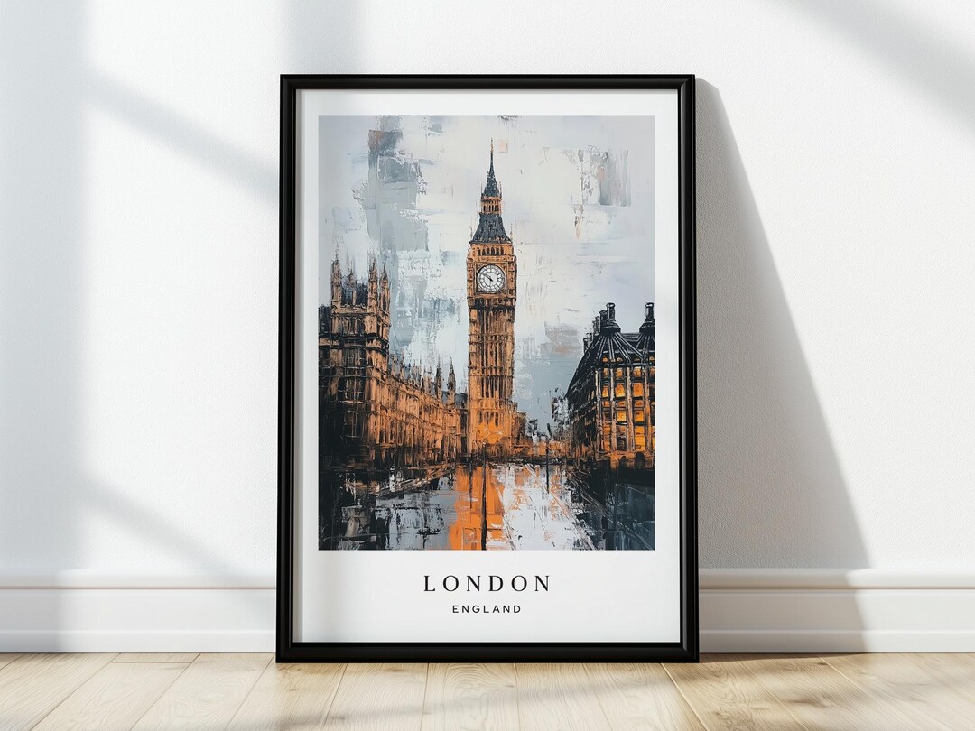 Vintage Retro London Poster, England Wall Art, English Oil Painting ...