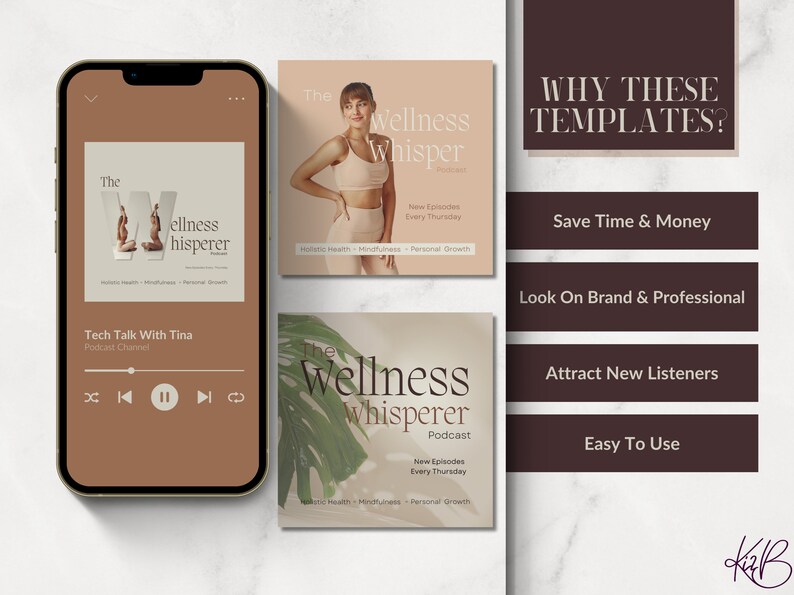 Editable Canva Podcast Cover Art Template Wellness and Mindfulness ...