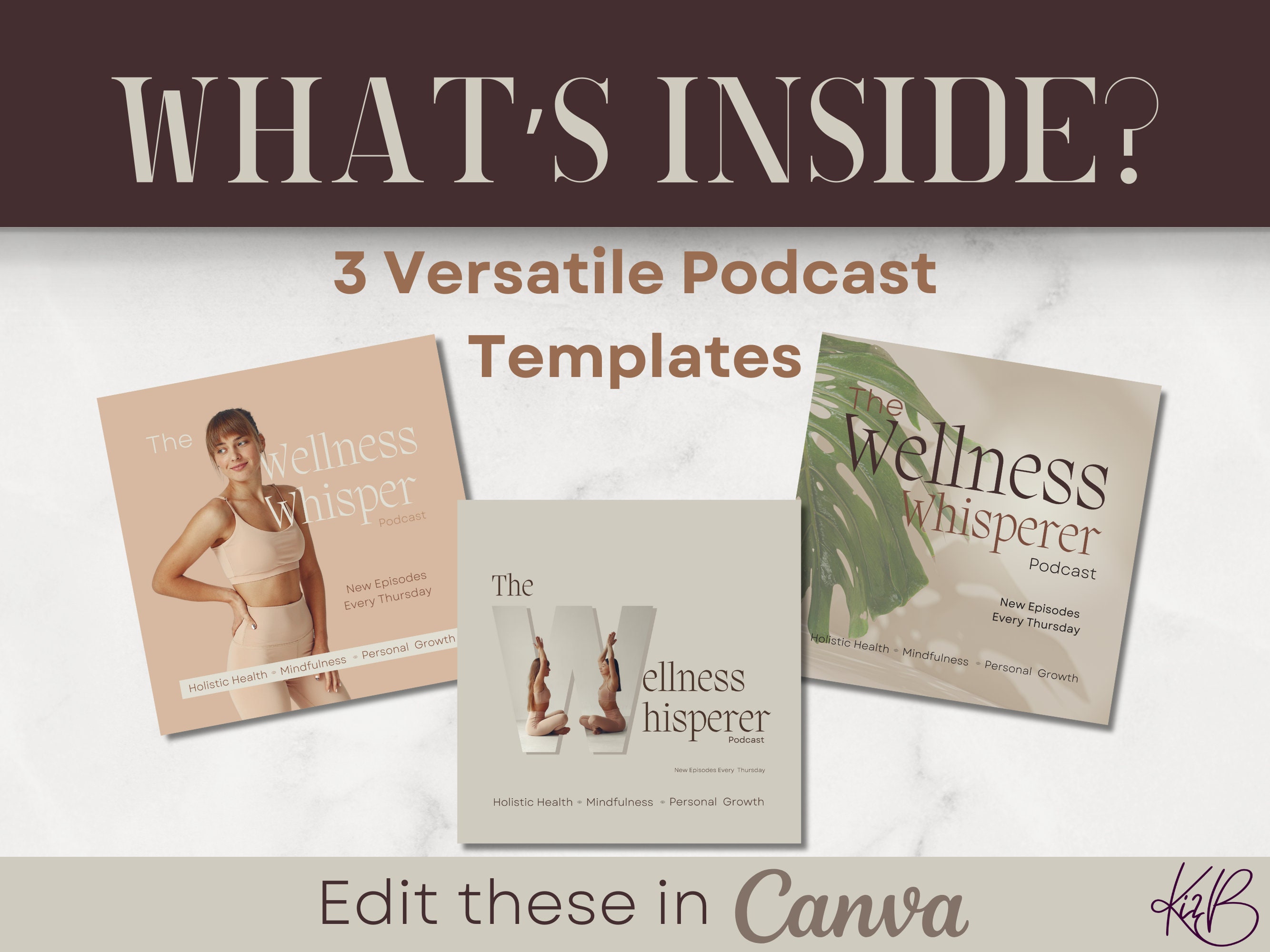 Editable Canva Podcast Cover Art Template Wellness and Mindfulness ...