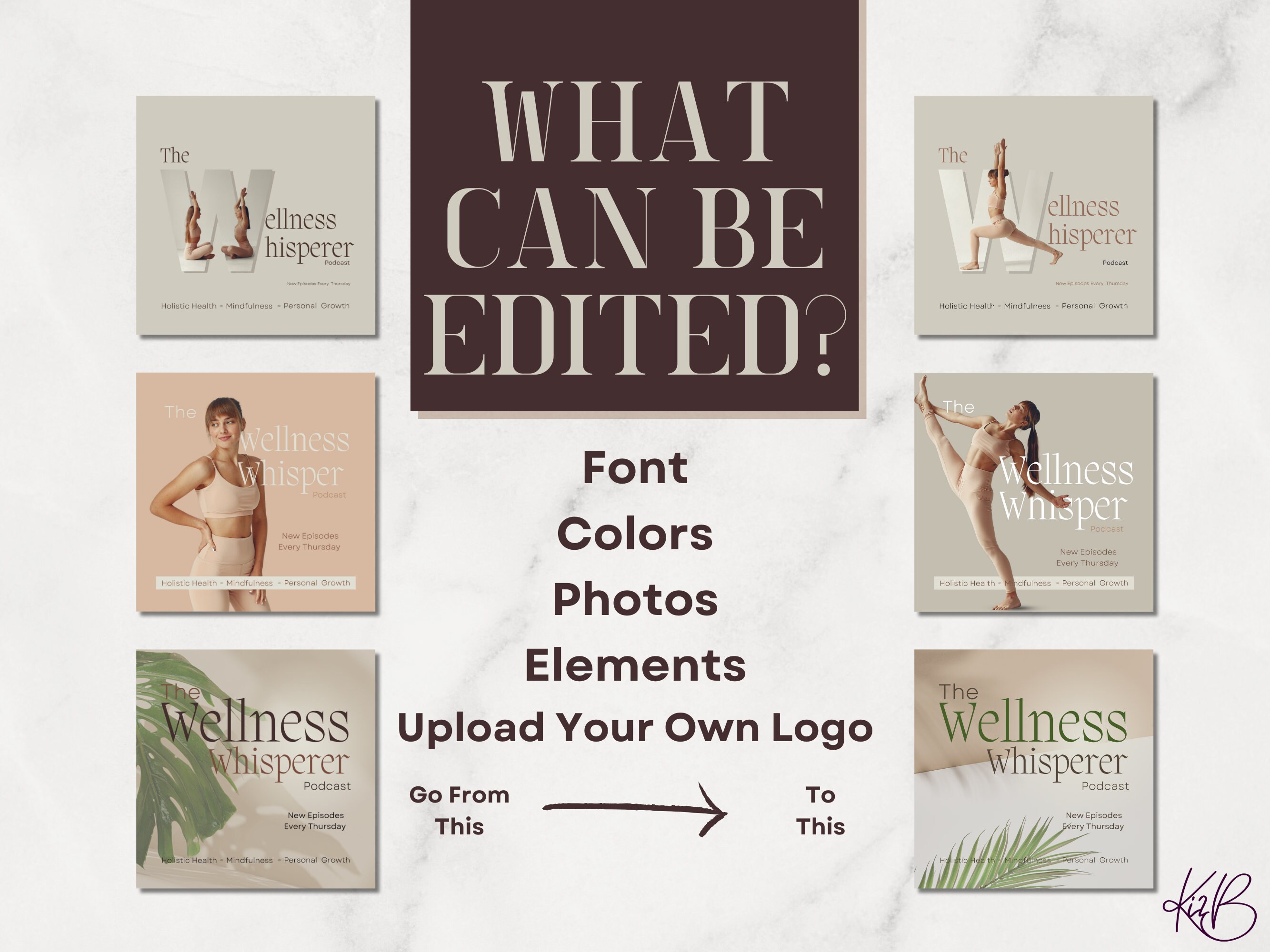 Editable Canva Podcast Cover Art Template Wellness and Mindfulness ...