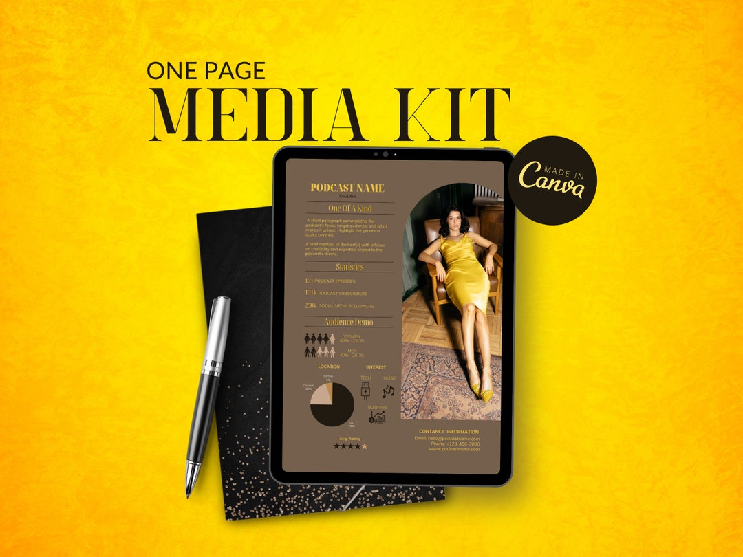Sales Page Canva Template, One Page Press Kit, Feminine Podcast Media ...