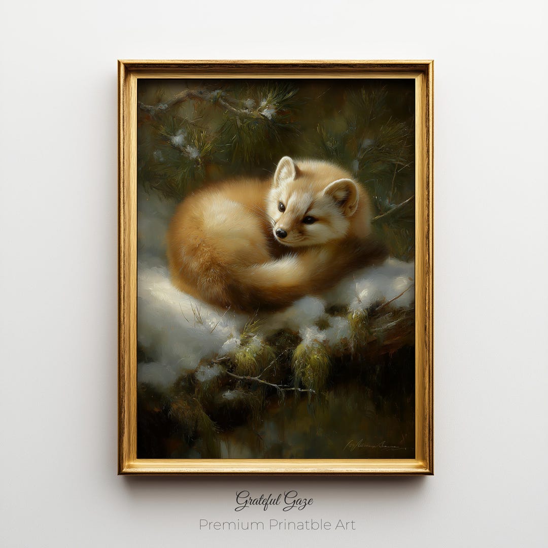 Pine Martin Printable Wall Art - Rustic Woodland Animal Painting ...