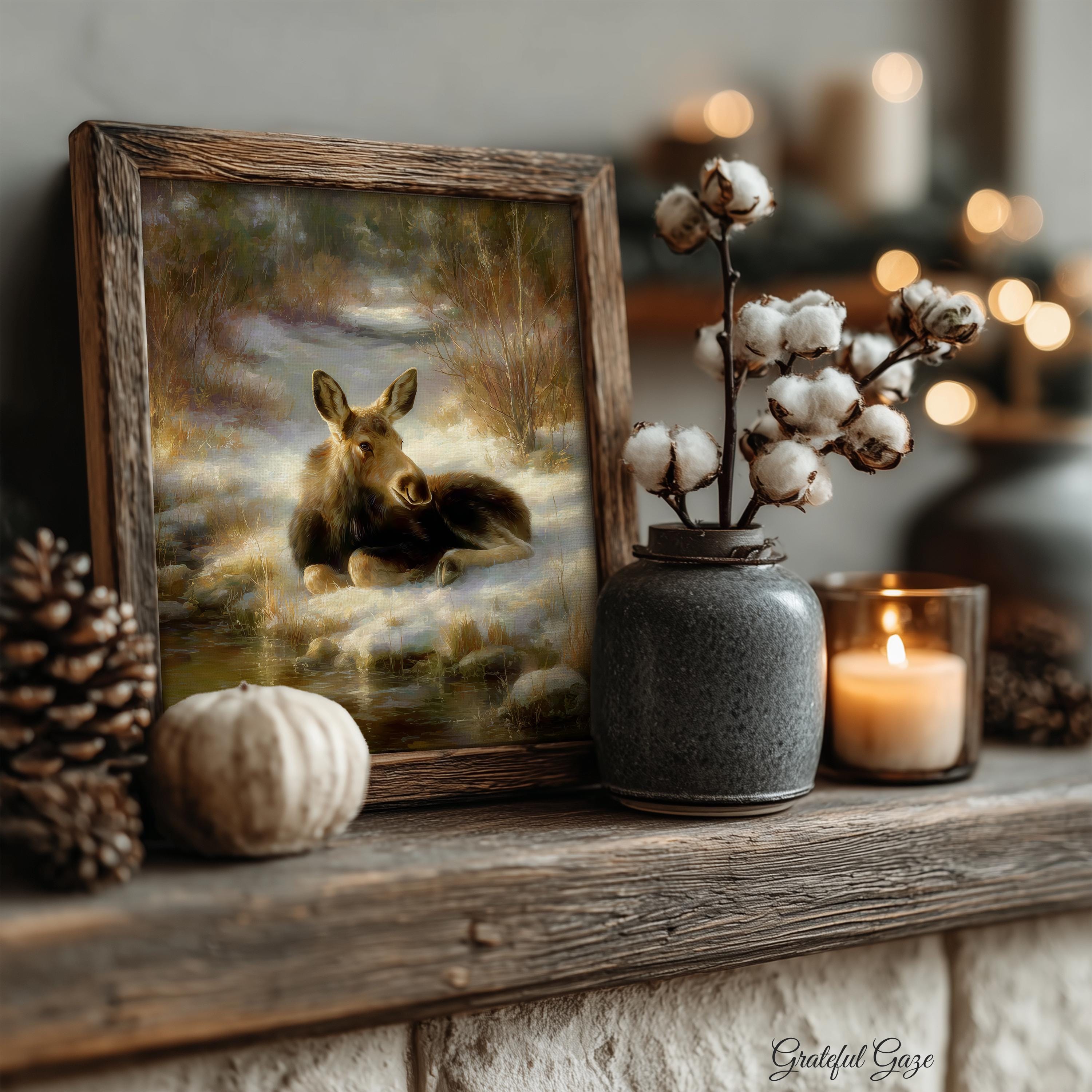 Moose Winter Landscape Print, Rustic Wildlife Art (digital Download) - Etsy
