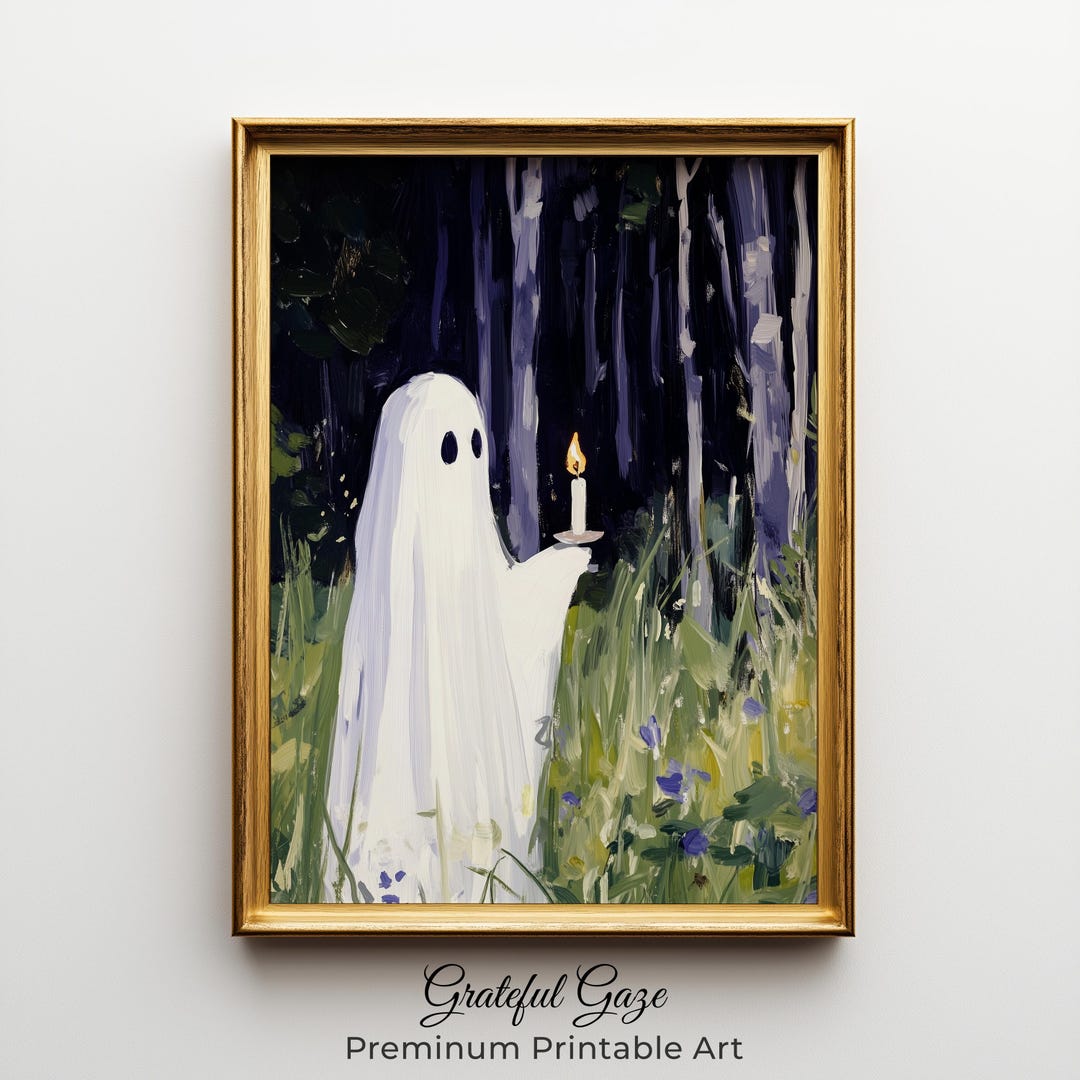 Enchanted Forest Ghost Printable - Whimsical Chibi Ghost With Candle ...