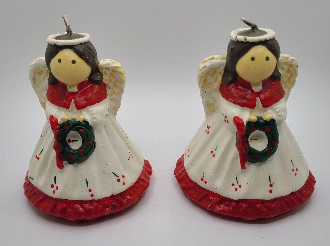 2 Vintage Angel Christmas Wax Candles With Wick 4", Nostalgic Christmas ...