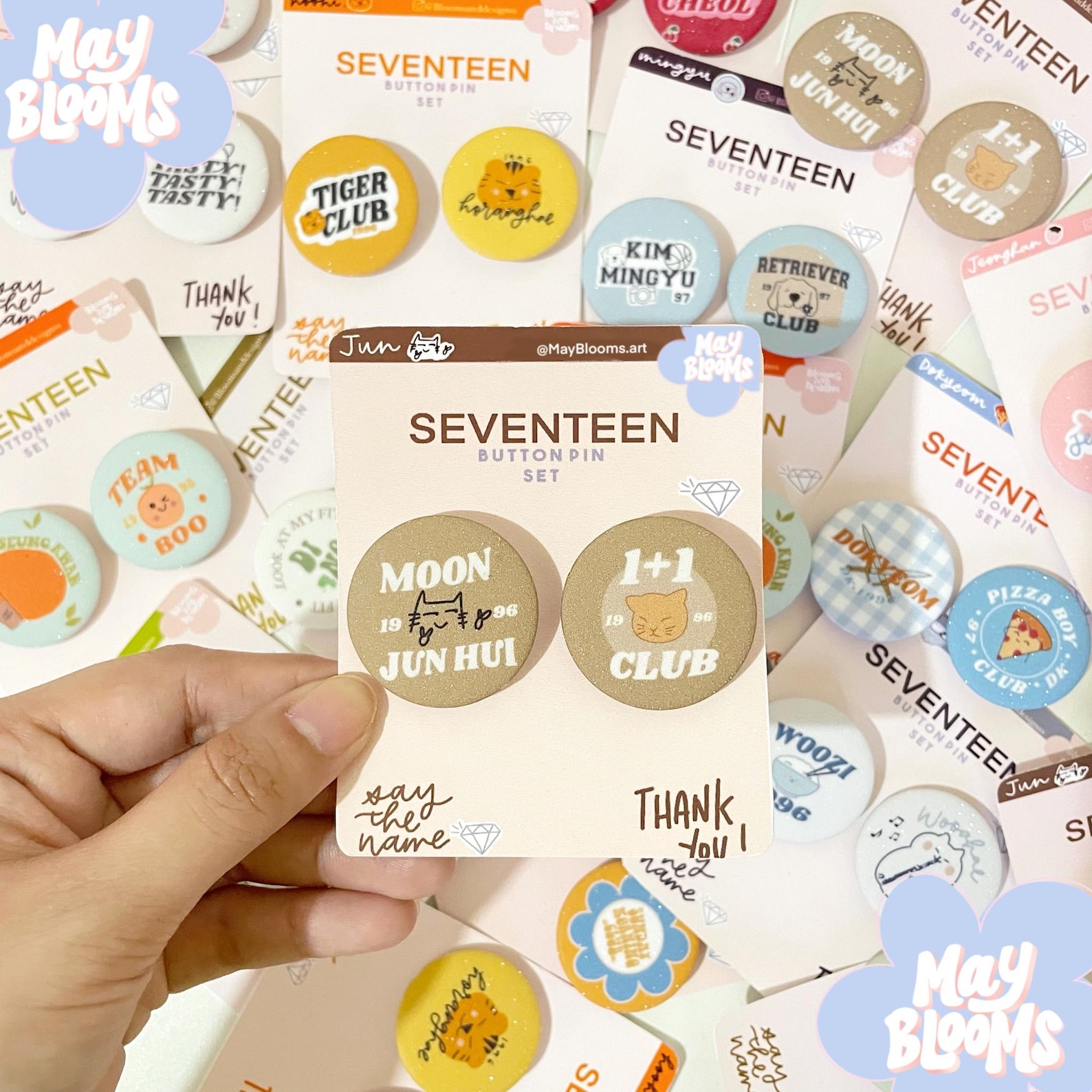 SEVENTEEN Member Button Pins 1.25″ – Fanmade K‑pop Merch • SVT ...