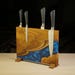 Personalized Wooden Knife Block, Magnetic Knife Board, Wood and Resin ...