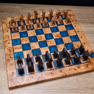 Custom Chess Board, Unique Chess Sets, Resin Chessboard Made of Elm ...