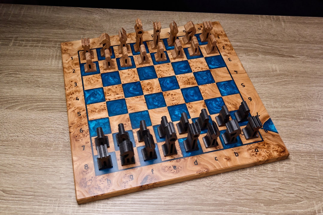 Custom Chess Board, Unique Chess Sets, Resin Chessboard Made of Elm ...