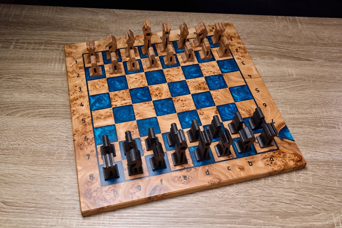 Custom Chess Board, Unique Chess Sets, Resin Chessboard Made of Elm ...