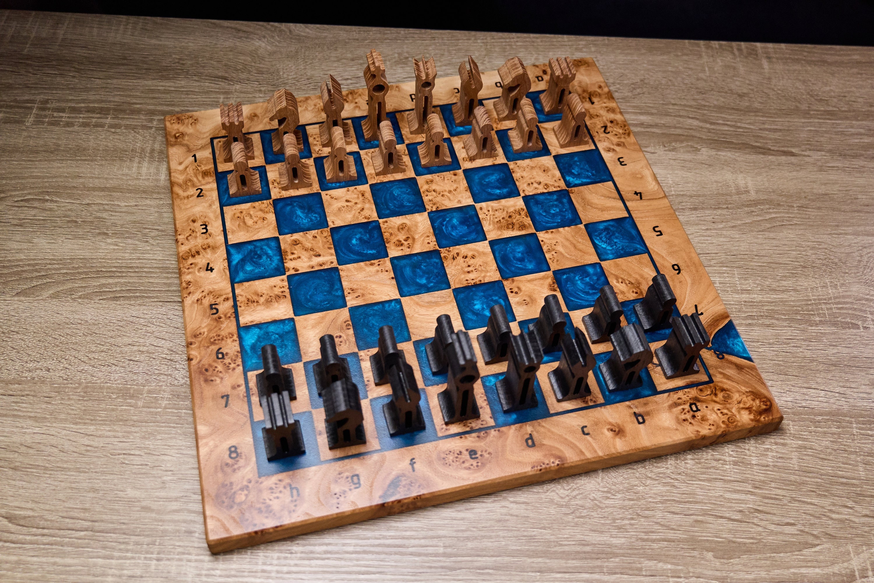 Custom Chess Board, Unique Chess Sets, Resin Chessboard Made of Elm ...