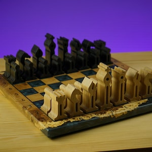 Custom Chess Board, Unique Chess Sets, Resin Chessboard Made of Elm ...