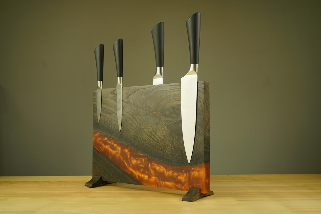 Wooden Knife Stand, Magnetic Knife Board, Magnetic Knife Holder With ...