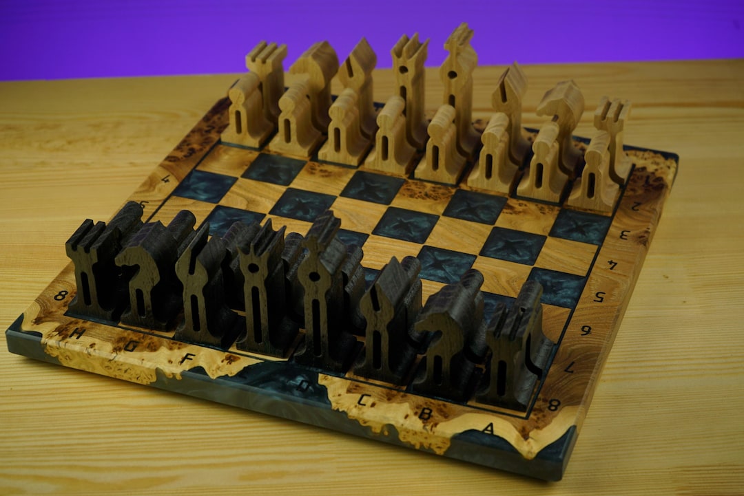 Custom Chess Board, Unique Chess Sets, Resin Chessboard Made of Elm ...