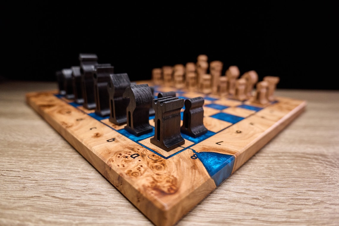 Custom Chess Board, Unique Chess Sets, Resin Chessboard Made of Elm ...