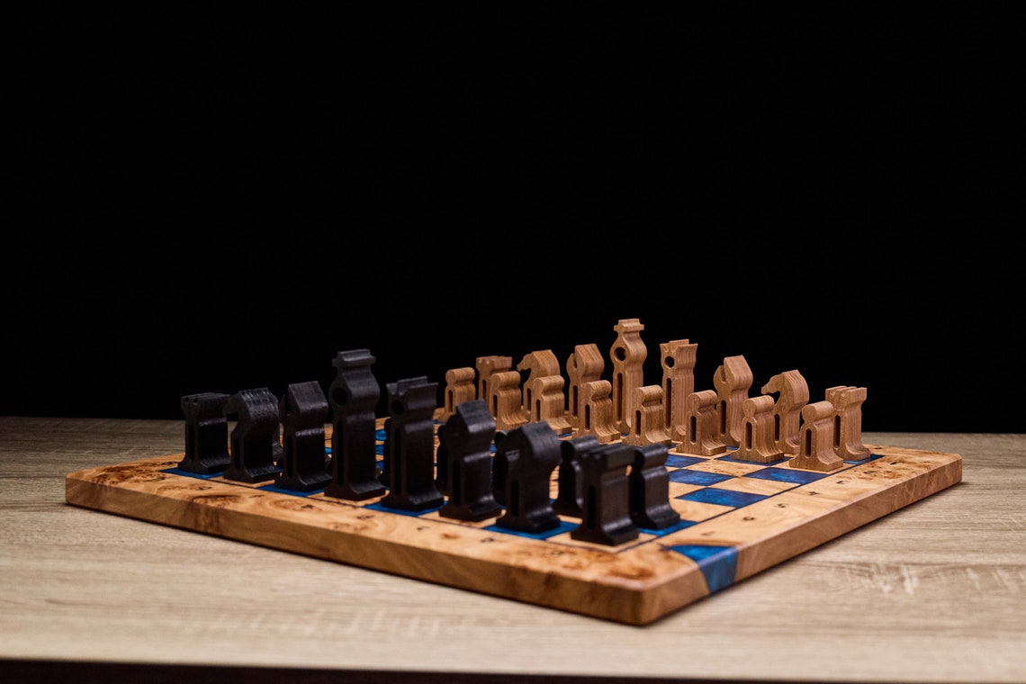 Custom Chess Board, Unique Chess Sets, Resin Chessboard Made of Elm ...