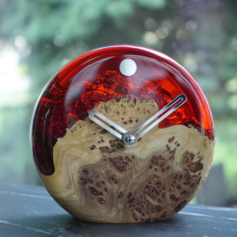 Red Modern Table Clock - Etsy UK