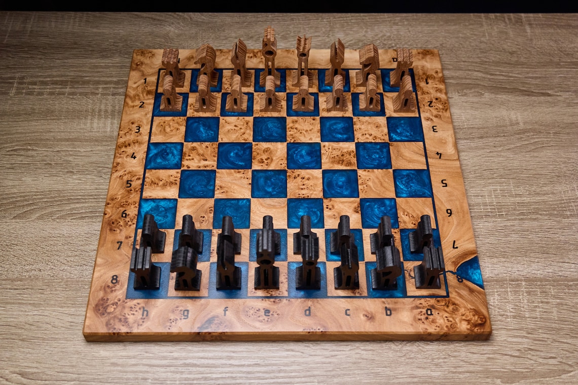 Custom Chess Board, Unique Chess Sets, Resin Chessboard Made of Elm Wood, Chess Set for Board ...