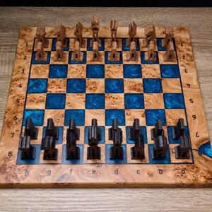 Custom Chess Board, Unique Chess Sets, Resin Chessboard Made of Elm ...