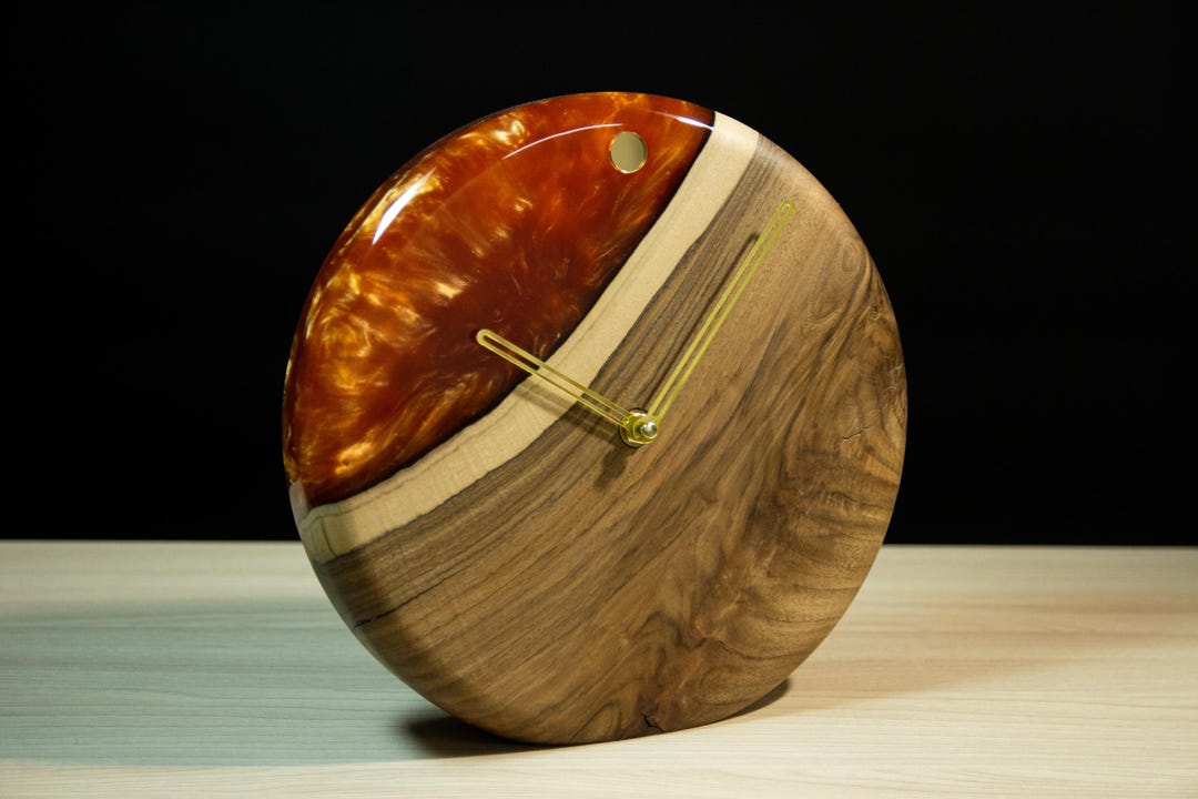 Wooden Table Clock, Unique Walnut Table Clock, Handmade Clocks for ...