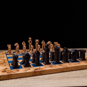 Custom Chess Board, Unique Chess Sets, Resin Chessboard Made of Elm ...