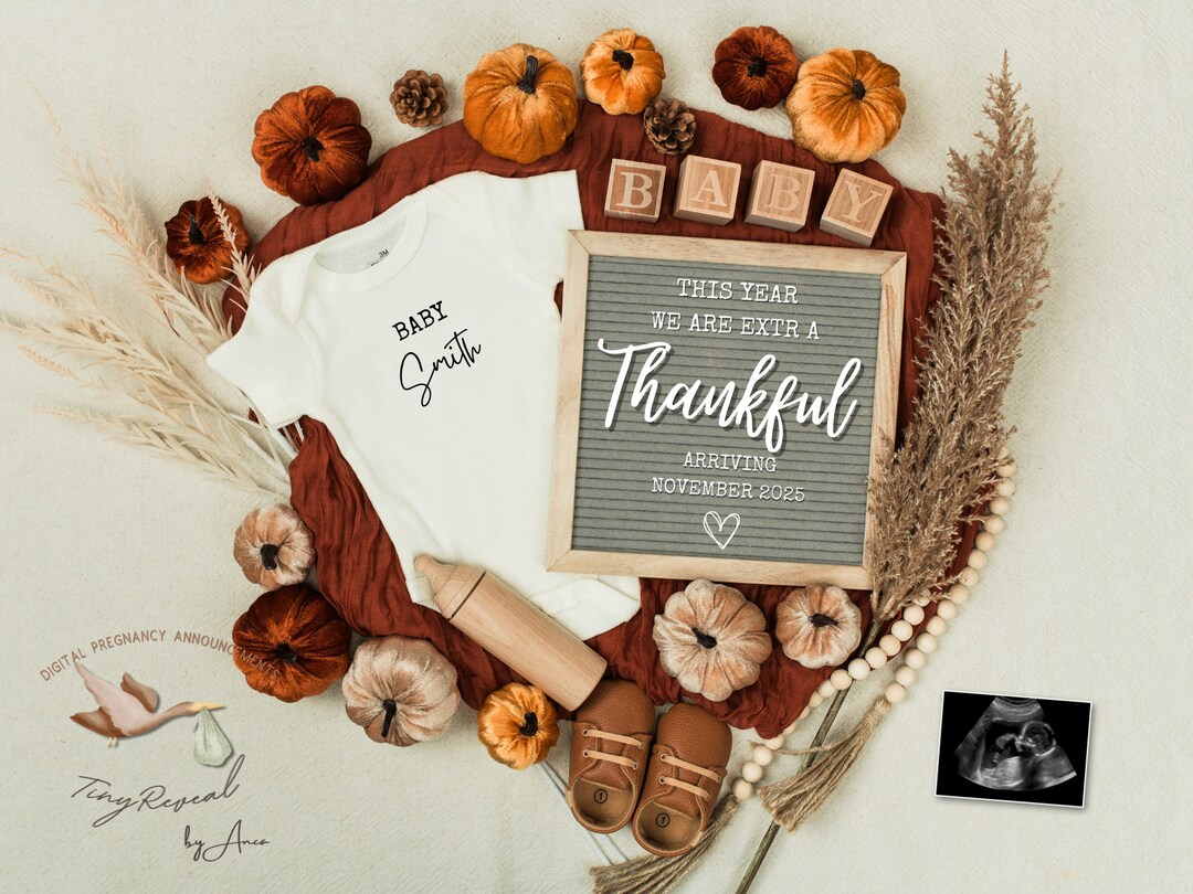 Fall Pregnancy Announcement Digital, Thanksgiving Baby Announce, Extra ...