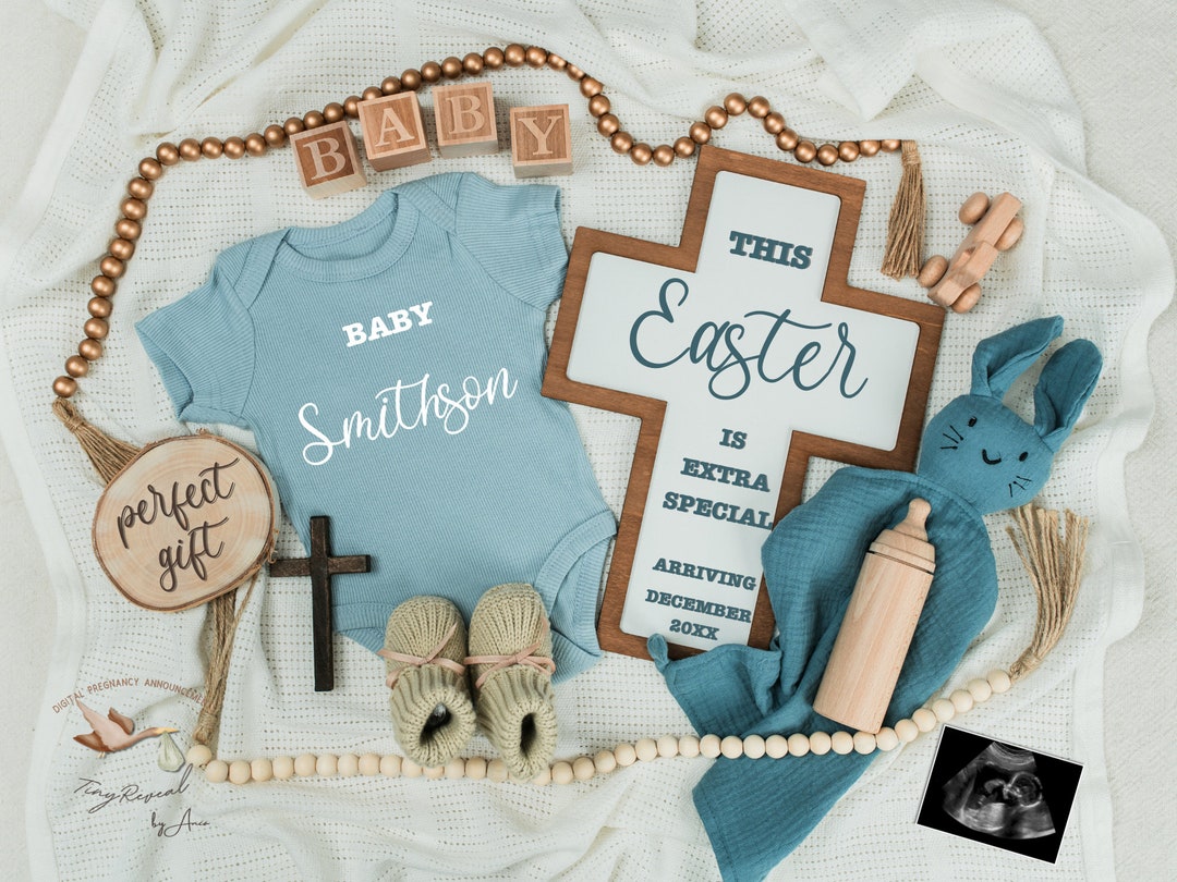 BOY CROSS Christian Easter Pregnancy Announcement Digital, Boy ...