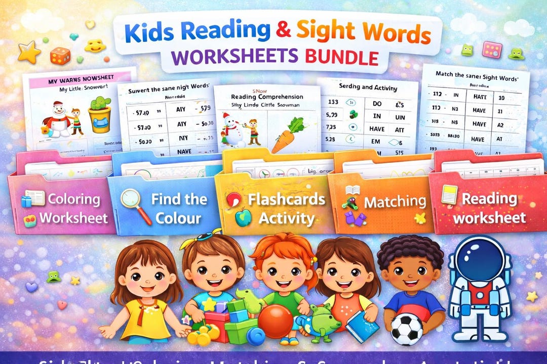 Sight Words Worksheets Bundle | Reading, Coloring, Matching (PDF ...